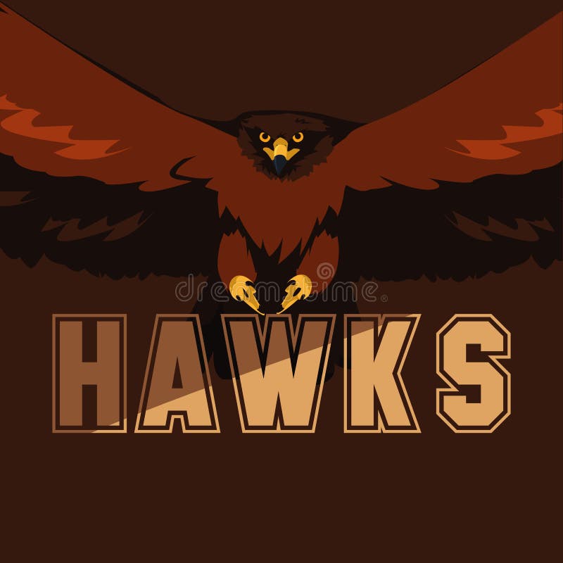 Imposing Hawk Bird Flying with Word Stock Vector - Illustration of hawk ...