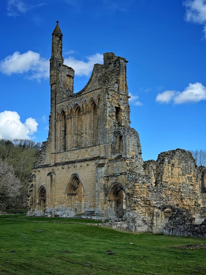 The Main Wall of Byland Abbey Stock Image - Image of landmark ...