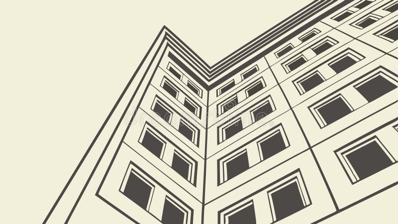 Imposing Tall Building Looking Up, Modern Urban Architecture, Vector ...