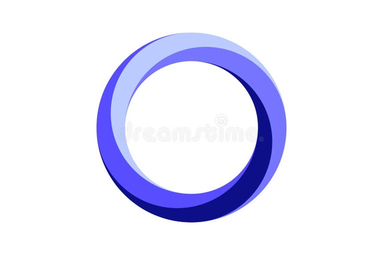 Impossible Circle Shape. Purple Blue Optical Line Symbol. Twisted ...