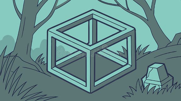 Impossible Cube in Mystical Forest Vector Illustration, Vector Design ...