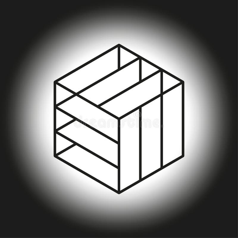 Impossible Cube Shape. Optical Illusion Figure. Geometric Abstract ...