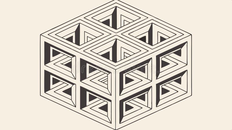 Impossible Cube Structure, Optical Illusion, Geometric Paradox Vector ...