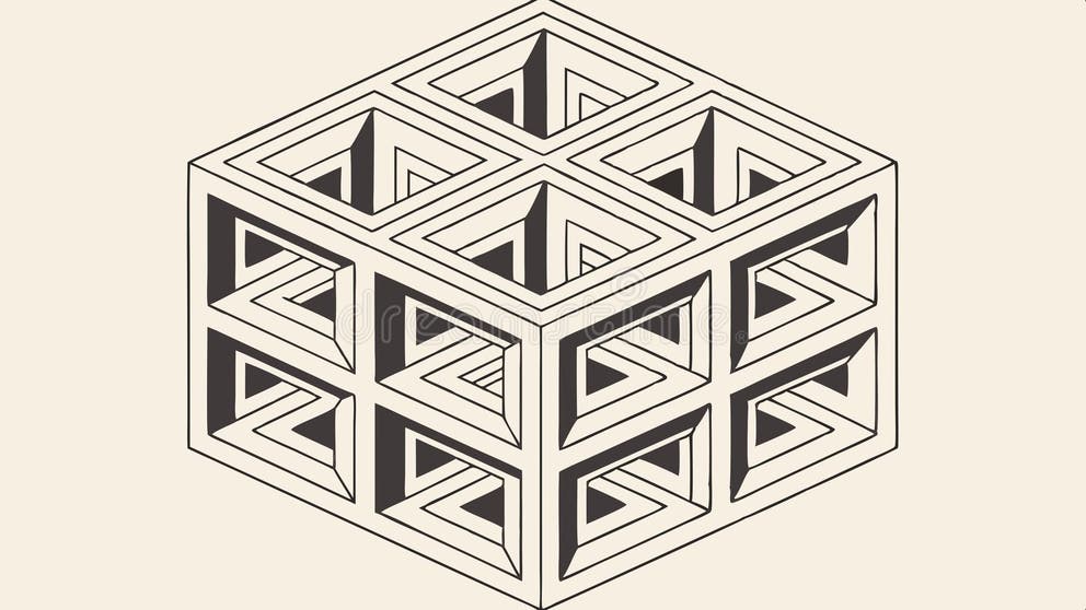 Impossible Cube Structure, Optical Illusion, Geometric Paradox Vector Design Generative AI Stock ...