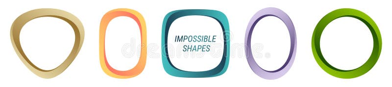 Impossible Figures. Collection of Abstract Geometric Frames. Colored ...