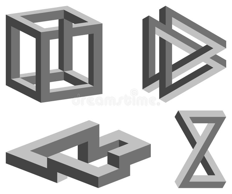 Impossible Figures - Graphic Illusion, Set on a White Background Stock ...