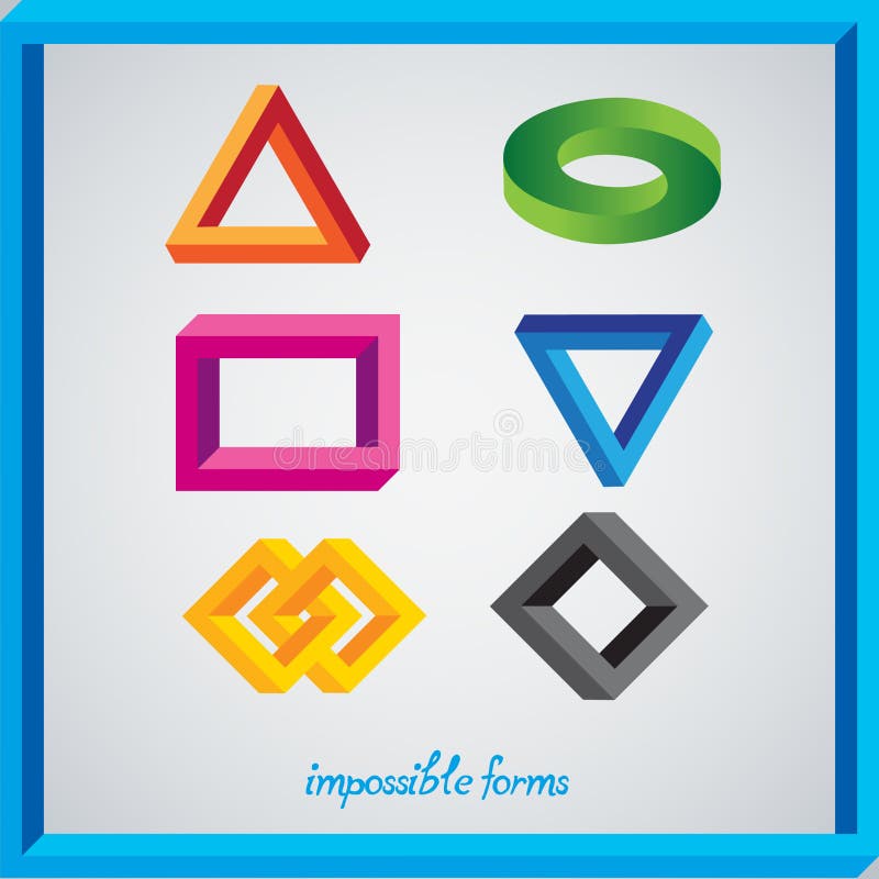 Impossible Figures. Impossible Logo. Multicolored Impossible Figures in ...