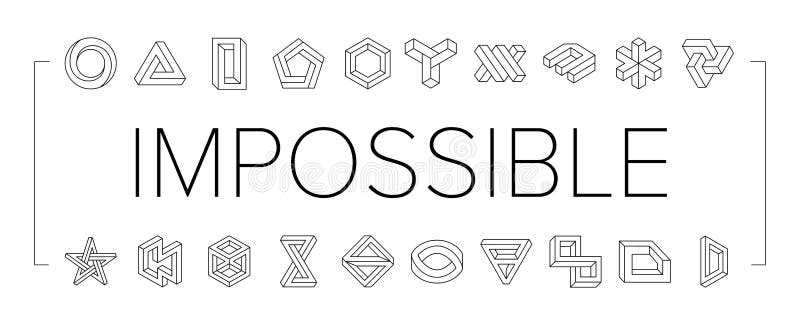 Impossible Geometric Shape Icons Set Vector Stock Vector - Illustration ...