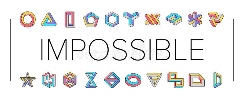 Impossible Geometric Shape Icons Set Vector Stock Vector - Illustration ...