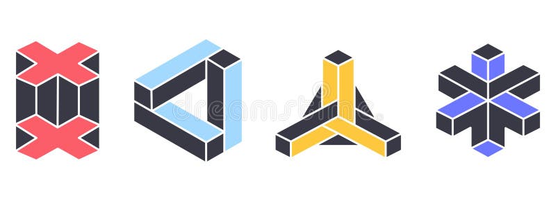 Impossible Geometric Shapes. Optical Illusion, Unreal Abstract Elements ...