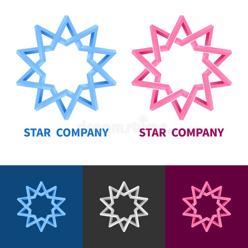 Impossible Geometric Star Logo Set. Colored, Black and White Stock Vector - Illustration of ...