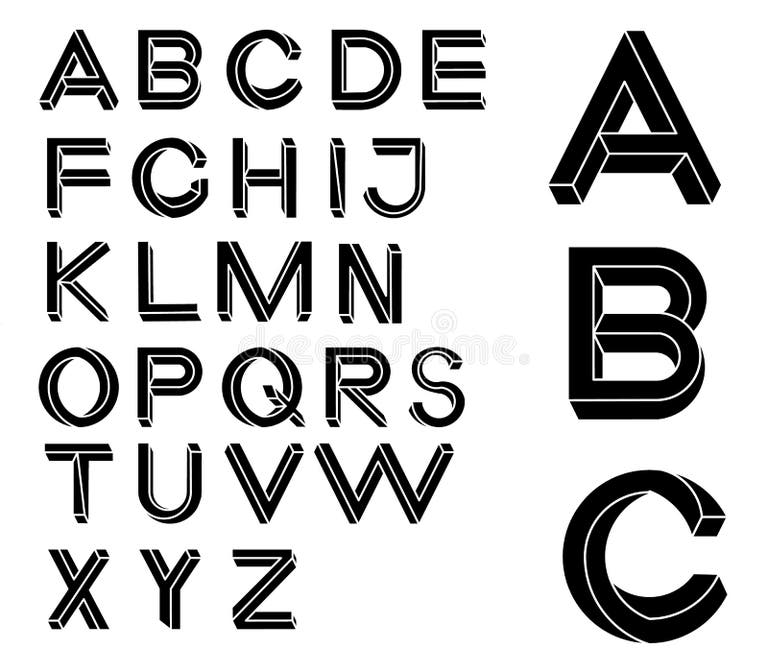 Impossible Geometry Letters. Impossible Shape Font Stock Vector ...