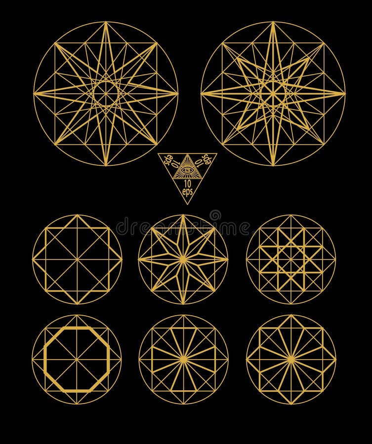 Impossible Geometry Symbols Vector On Grey Backgroundsacred Geometry Symbols And Signes Vector