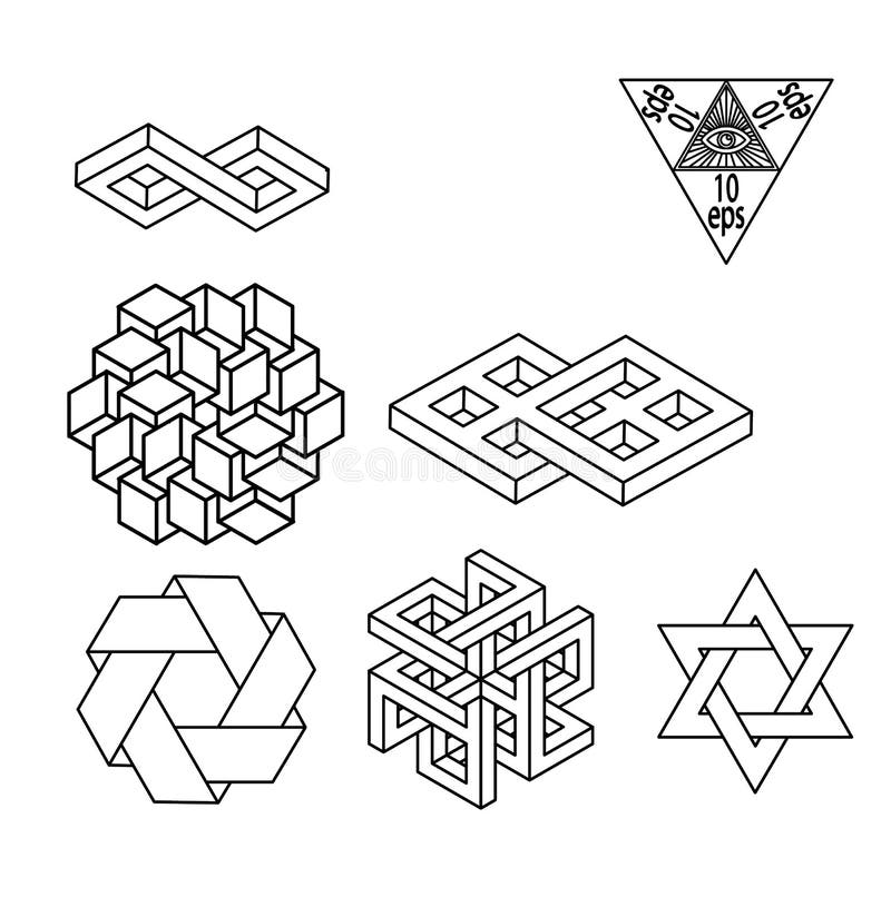 Impossible Geometry Symbols Vector Set Stock Vector Illustration Of Abstract Geometry 93373793