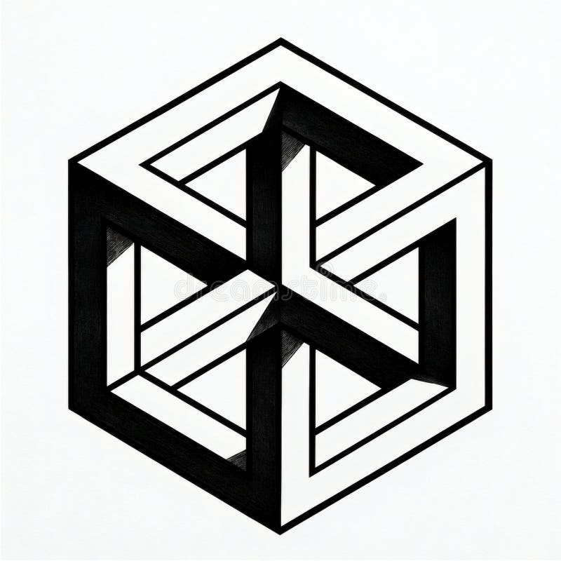 Impossible Hexagon Optical Illusion with Interlocking 3D Triangles in ...