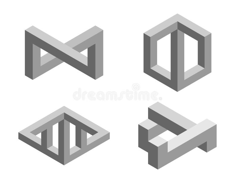 Impossible Object Set No1. Isolated on White Background Stock Vector ...
