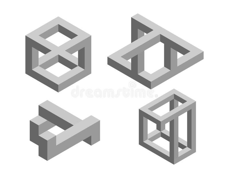 Impossible Object Set No7. Isolated on White Background Stock Vector ...