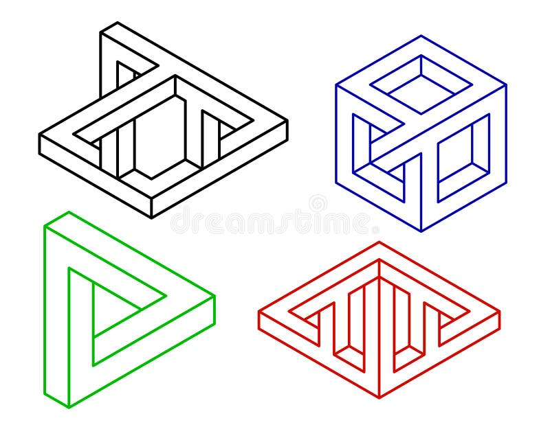 Impossible Object Set No4. Isolated on White Background Stock Vector ...