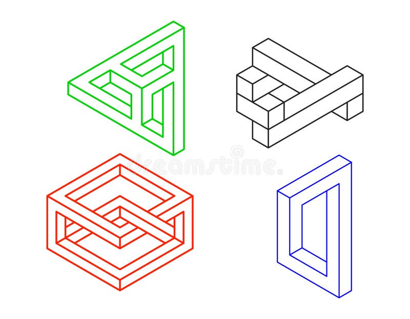 Impossible Object. Isolated on Black Background Stock Vector ...