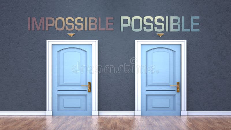 Impossible and Possible As a Choice, Pictured As Words Impossible ...