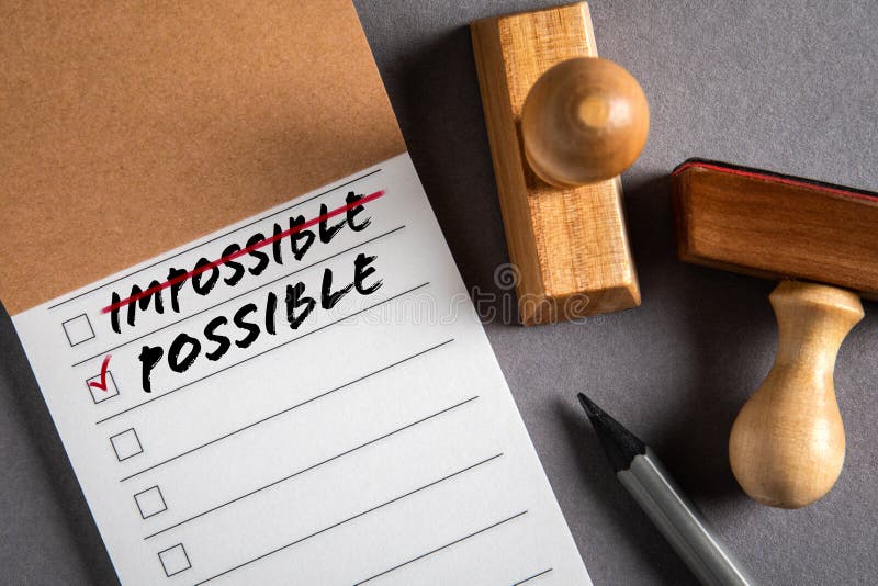 Impossible and Possible Concept. Business Background. Grey Office Desk ... Impossible and Possible Concept. Business Background. Grey Office Desk ...