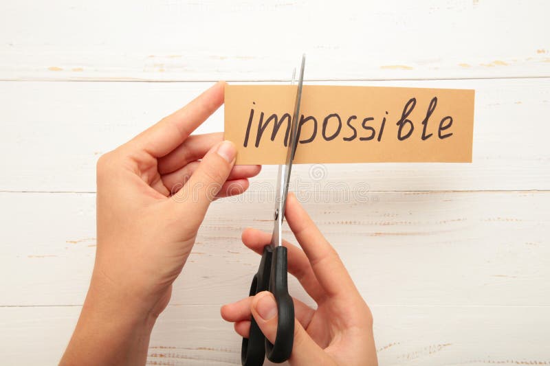 Impossible is Possible Concept. Card with the Text Impossible, Cutting ... Impossible is Possible Concept. Card with the Text Impossible, Cutting ...