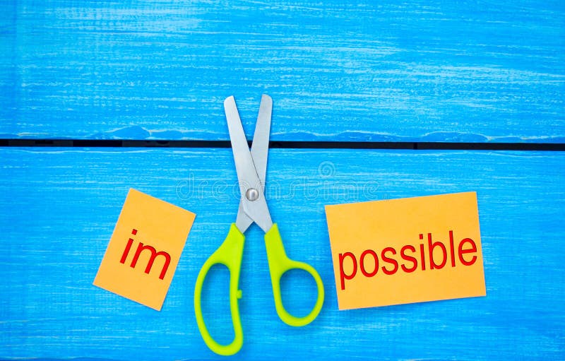 Impossible is Possible Concept. Card with the Text Impossible, Scissors ... Impossible is Possible Concept. Card with the Text Impossible, Scissors ...