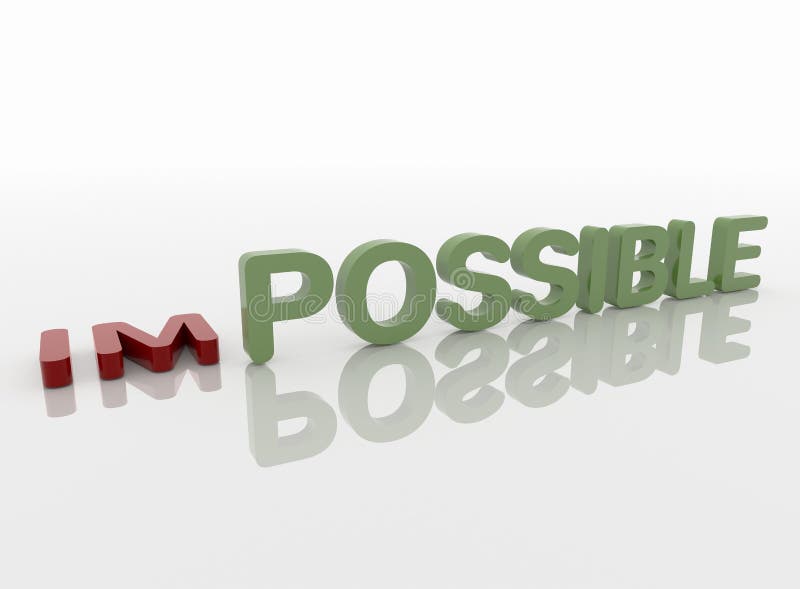Impossible and Possible Words, 3D Motivation Concept Stock Illustration ...