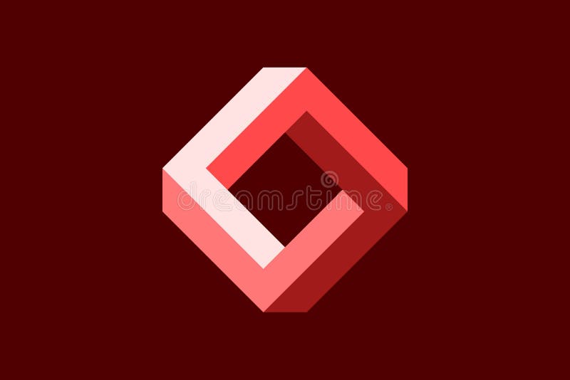 Impossible Rectangle Shape. Red Infinite Rhombus Figure. Optical ...