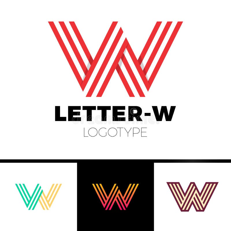 Impossible Shape Letter W Logo Design Template Linear. Type Character ...