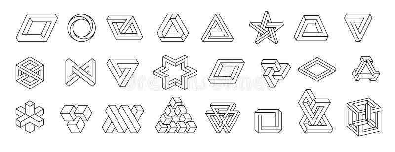 Impossible Shapes. Optical Illusion Objects Set Stock Vector ...