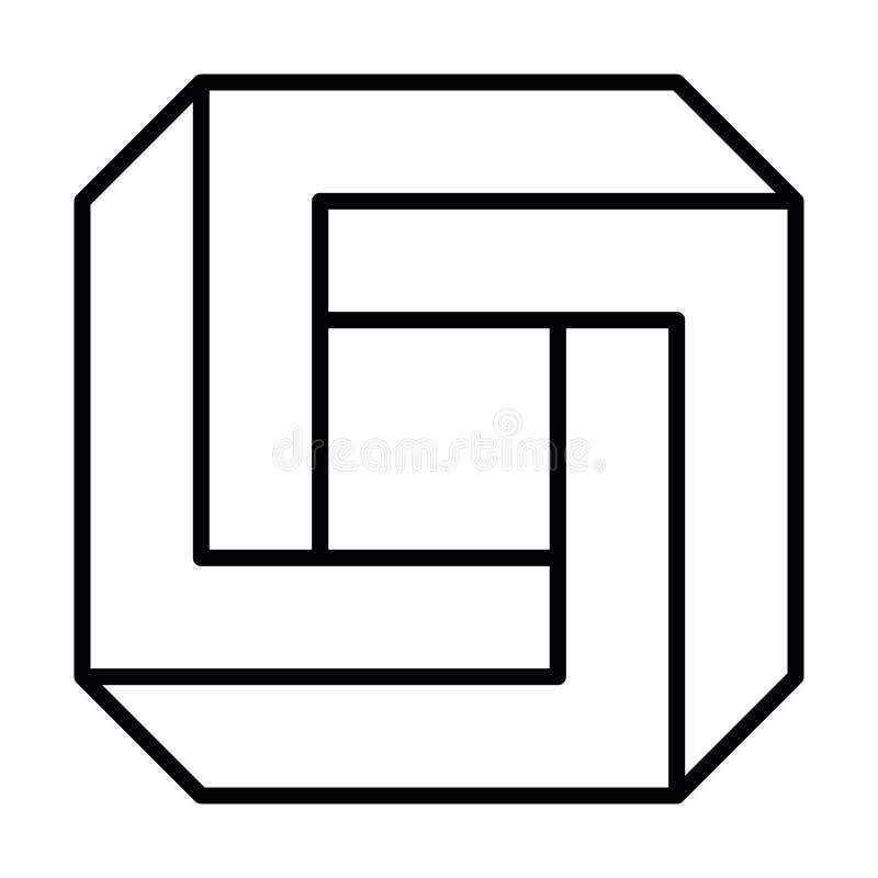 3D impossible square stock vector. Illustration of four - 195354731