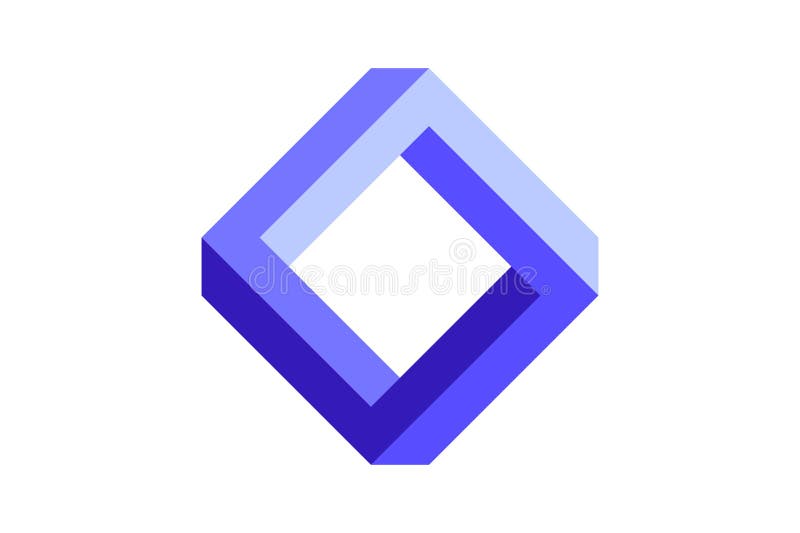 Impossible Square Shape. Optical Visual Illusion. Blue Purple Infinite ...