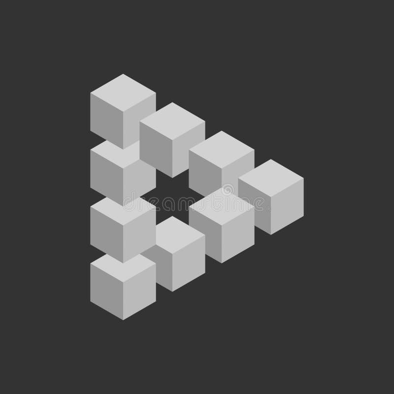Impossible Triangle in Grey. 3D Cubes Arranged As Geometric Optical ...