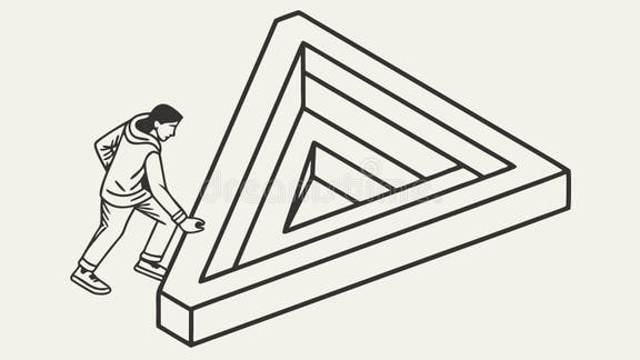 Impossible Triangle Illusion: Abstract Mind-Bending Art, Vector Design ...