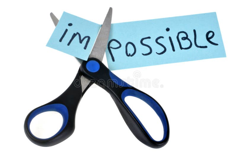 The Impossible Word Cut with Scissors Stock Image - Image of isolated ...