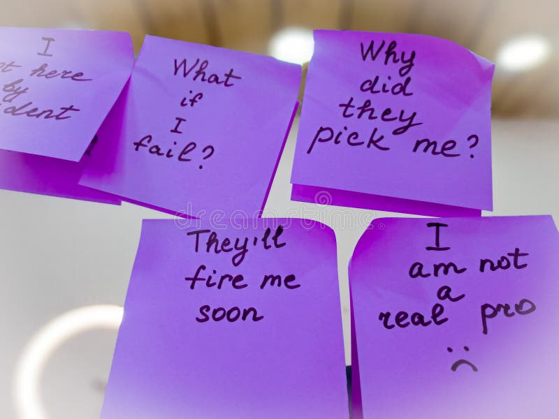 Imposter Syndrome Visualized through Sticky Notes Filled with Doubt and ...