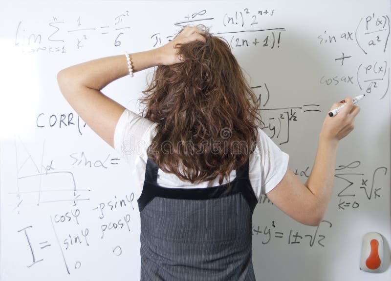 Teenager Girl in Math Class Overwhelmed by the Math Formula. Pressure ...
