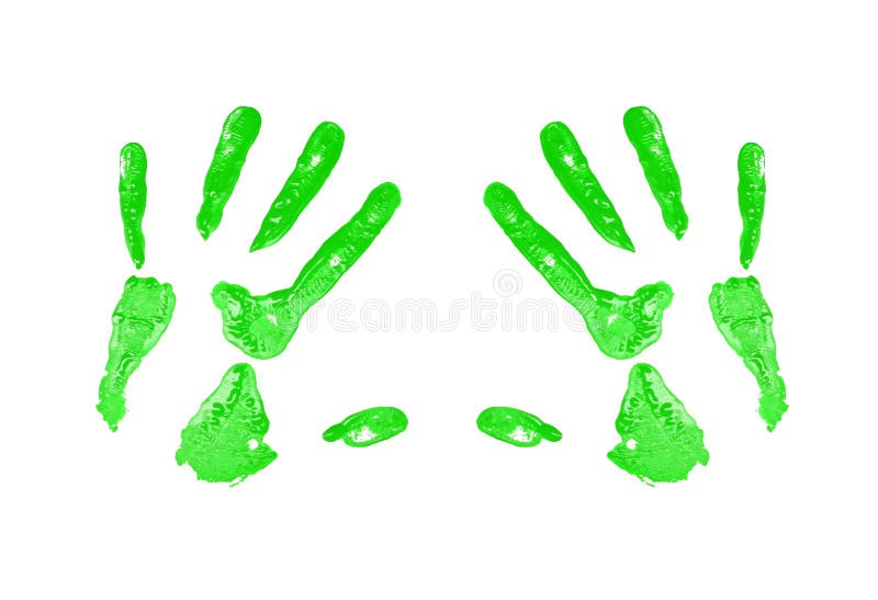 Impresión verde de la mano foto de archivo. Imagen de humano - 4968572