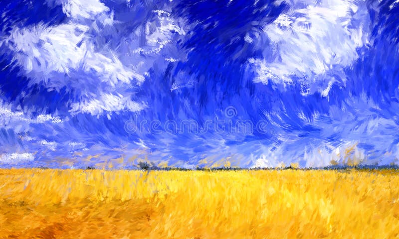Impresjonizmu obraz olejny ilustracji. Ilustracja złożonej z fielder ...