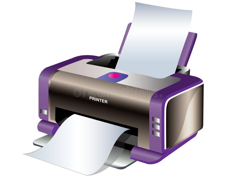 Impresora Con El Vector De Papel Del Icono Ilustración del Vector ...
