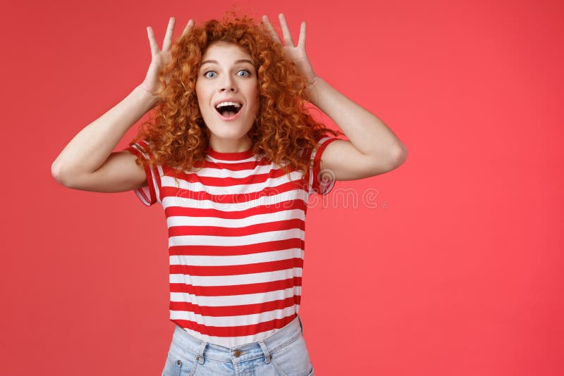 Impressed Excited Shocked Young Cute Redhead Curly Haired Ginger