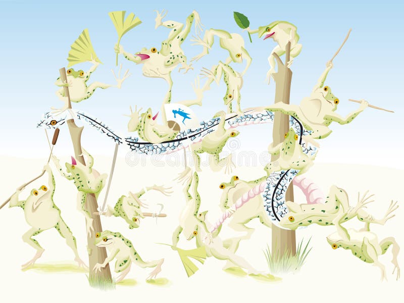Frogs and Snake of Japan Artist Stock Vector - Illustration of artist ...