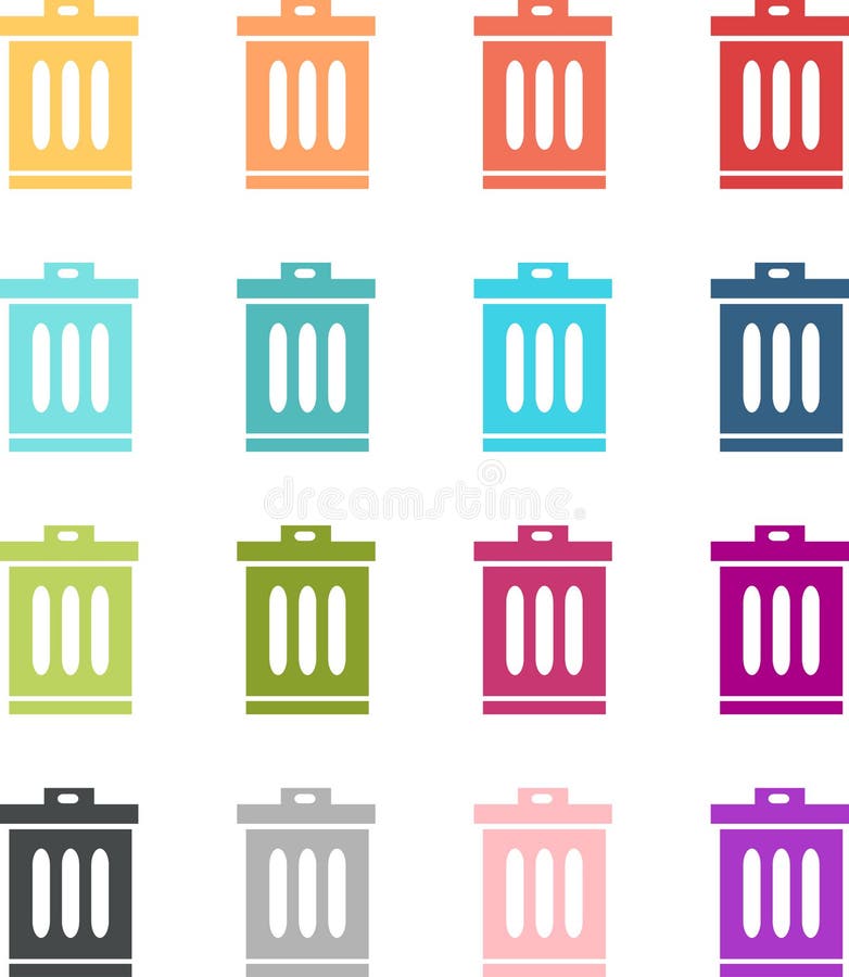Set of coloured bin icons stock vector. Illustration of icons - 150770523