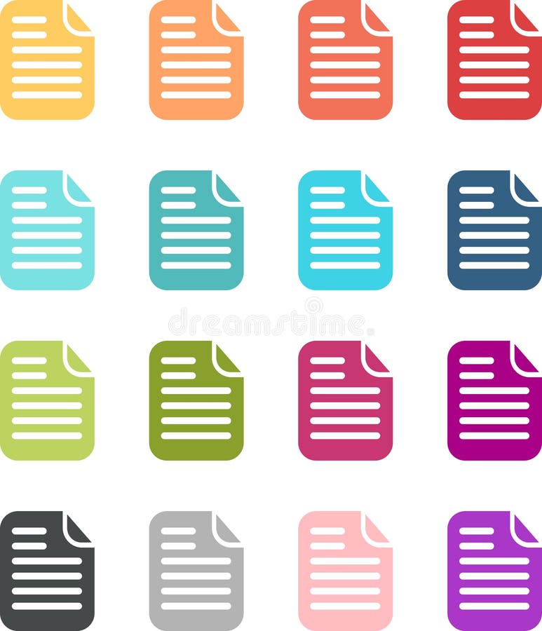 Set of colored file icons stock vector. Illustration of storage - 151232636