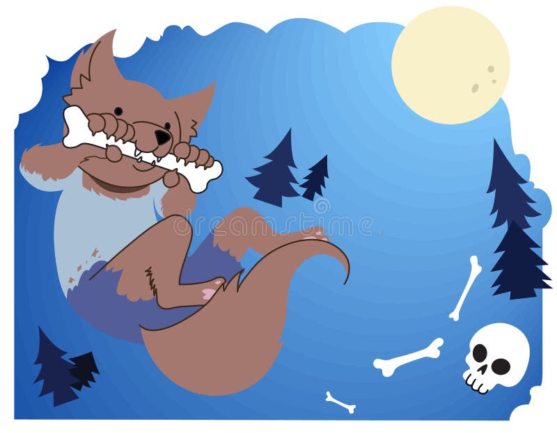 Halloween Cartoon Werewolf Card Background Stock Vector - Illustration ...