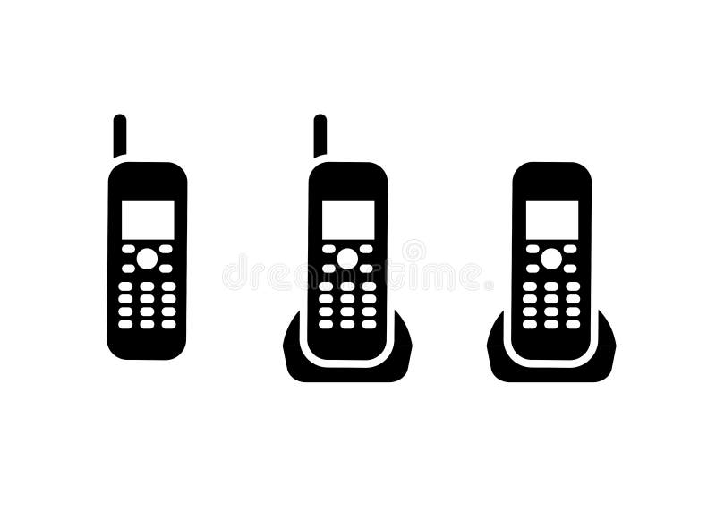 Vintage Mobile Phone or Landline Phone Icon Set Stock Vector ...