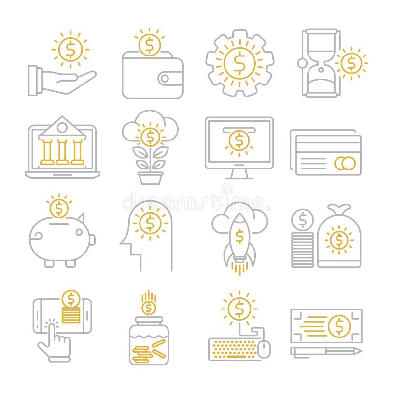 Set of Money Icons, Suitable for a Wide Range of Digital Creative ...