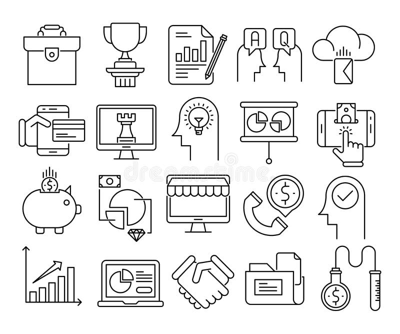 Business and Finance Icons, Simple Mono Line Pictogram Pack. Stock ...