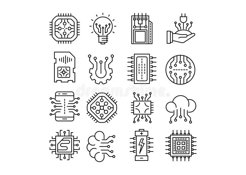 Icons Set of Electronics, Simple Outline Pictogram Pack Stock Vector ...